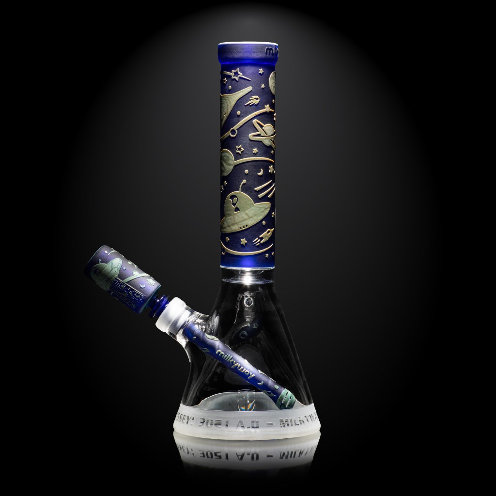 Space Odyssey in Color 14″ Beaker Bong - Milkyway Glass