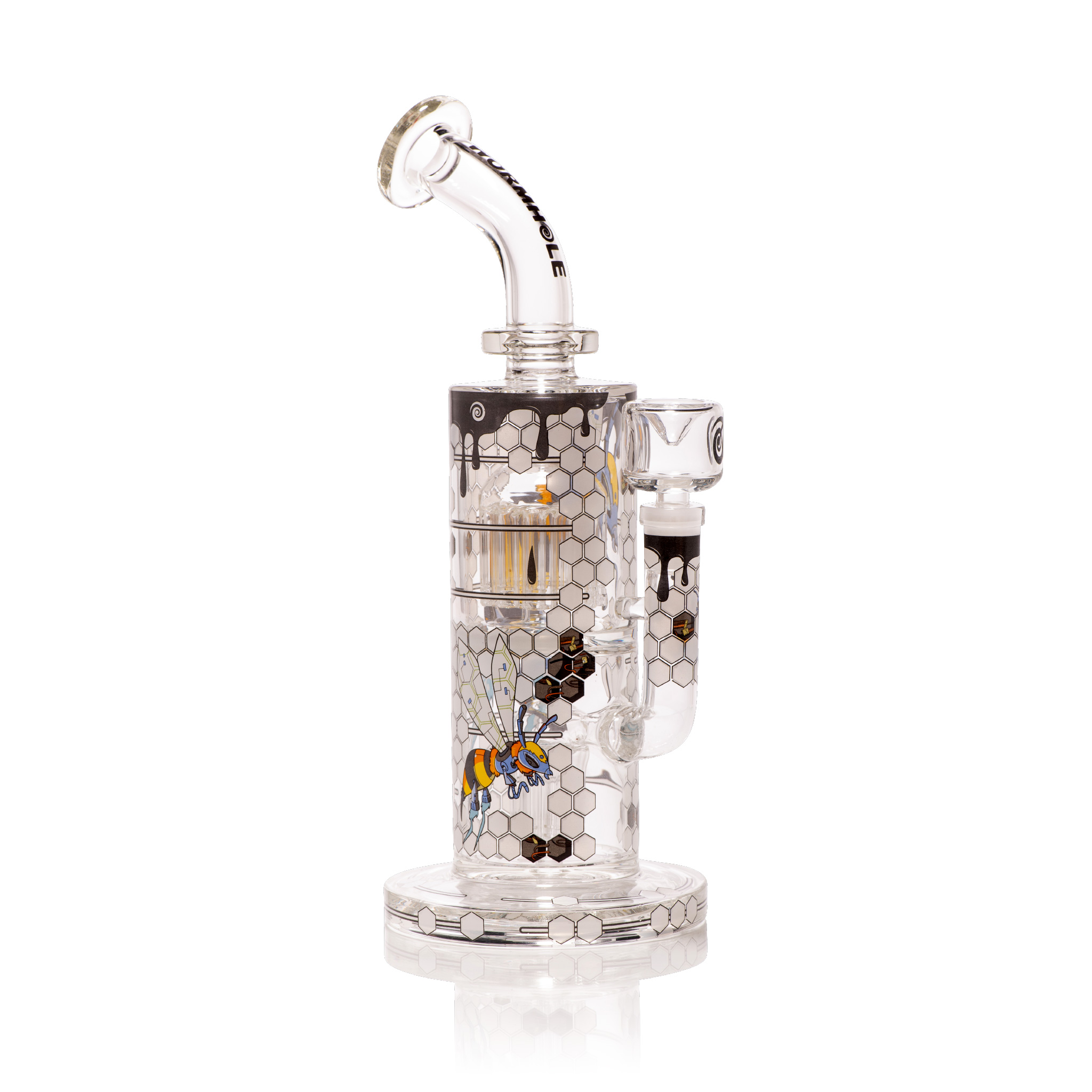 Robo-Bee Fortress 12″ Clear Waterpipe - Milkyway Glass